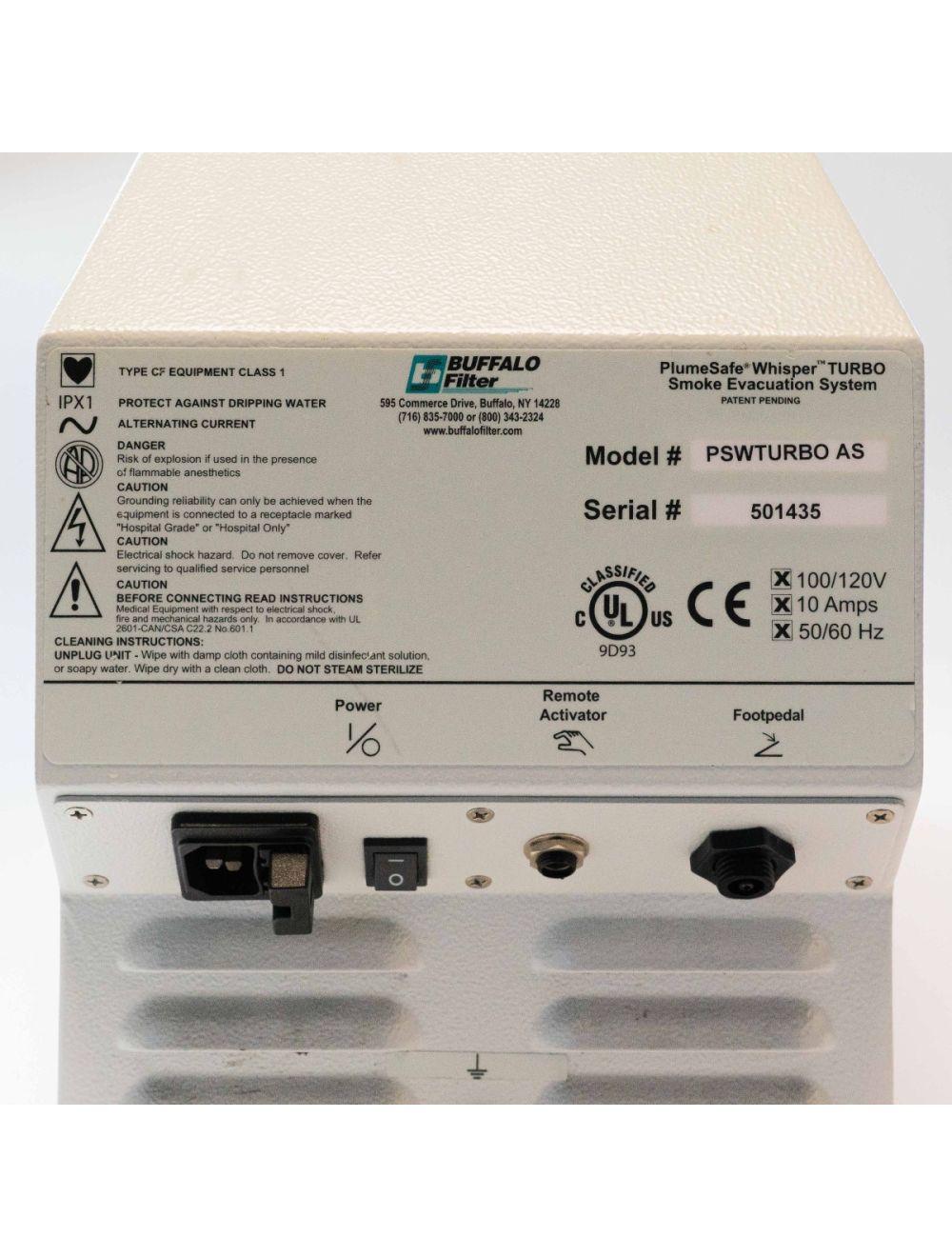 Buffalo Filter WHISPER TURBO PlumeSafe Smoke Evacuation System ...