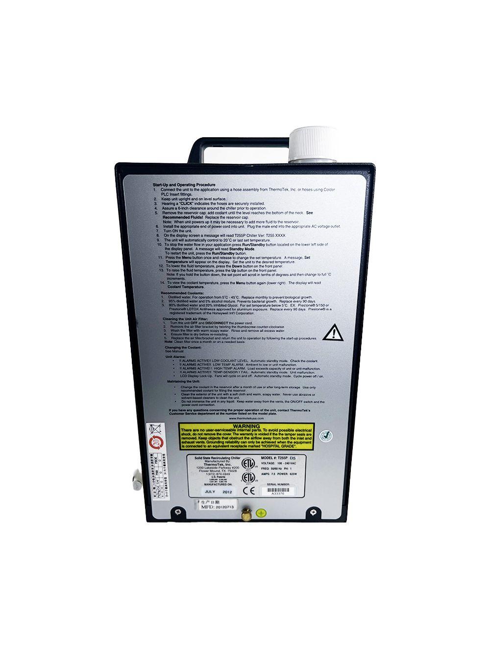 2012 ThermoTek T255P Recirculating Liquid Portable Chiller System ...