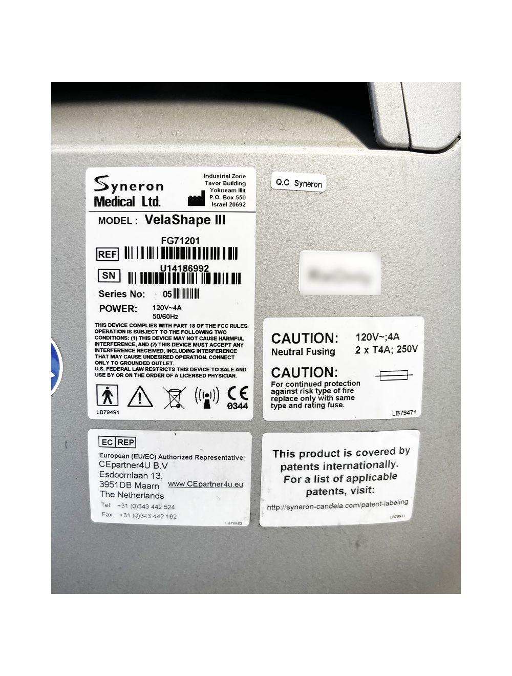 Syneron VelaShape III Radio Frequency Body Contour Cellulite Reduction ...